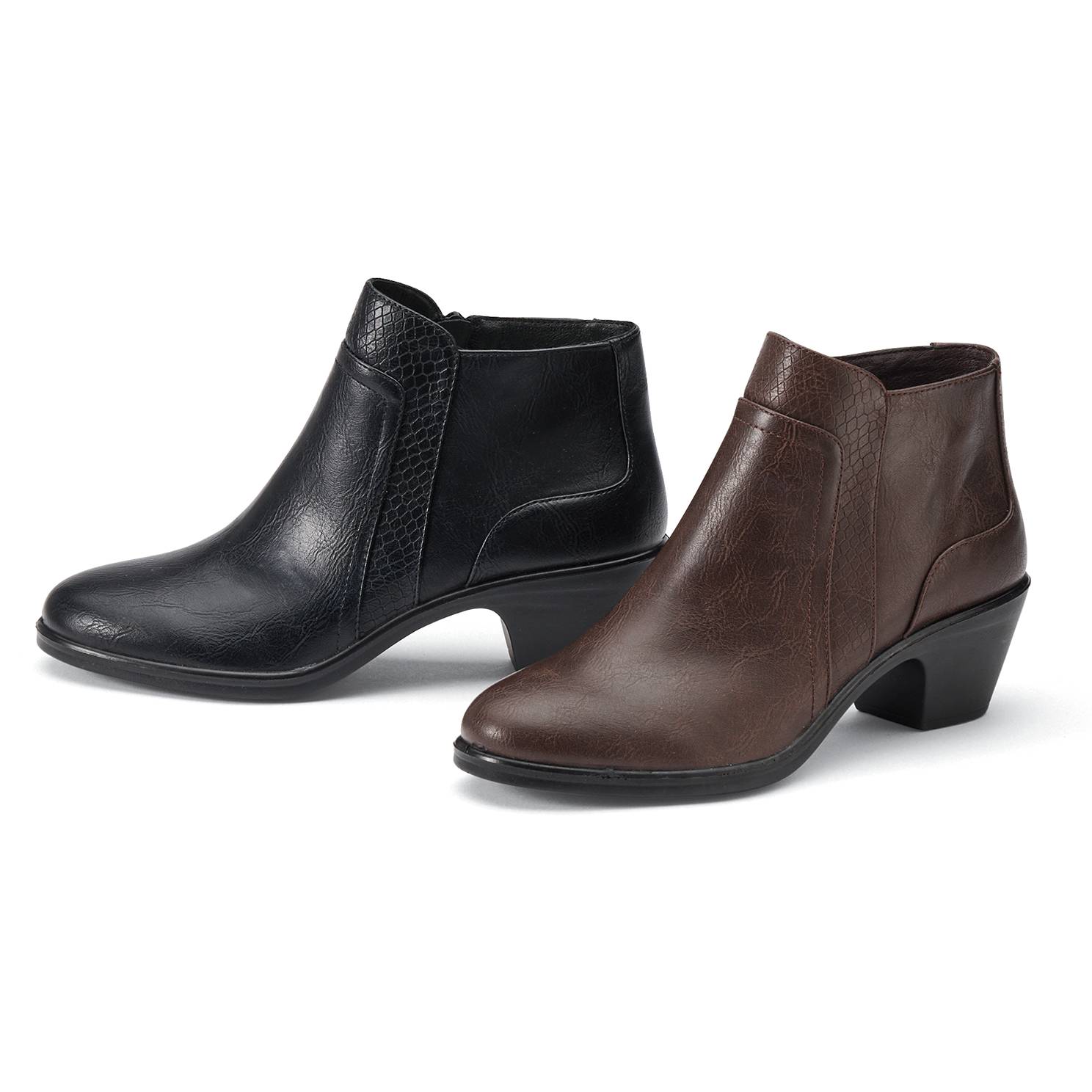 Easy Street® Langley Booties, Sid-Zip Entry, Croco Accents - Chadwicks