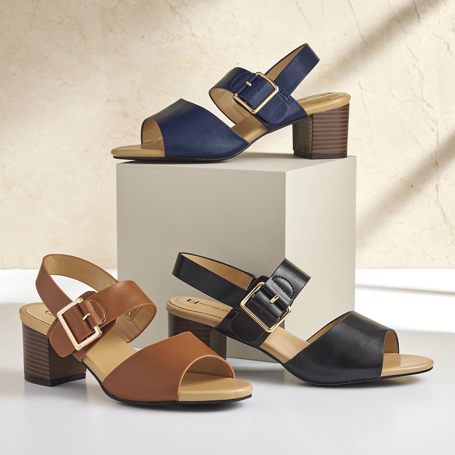 Slingback Block Heel Sandals By Boston Design Studio - Chadwicks