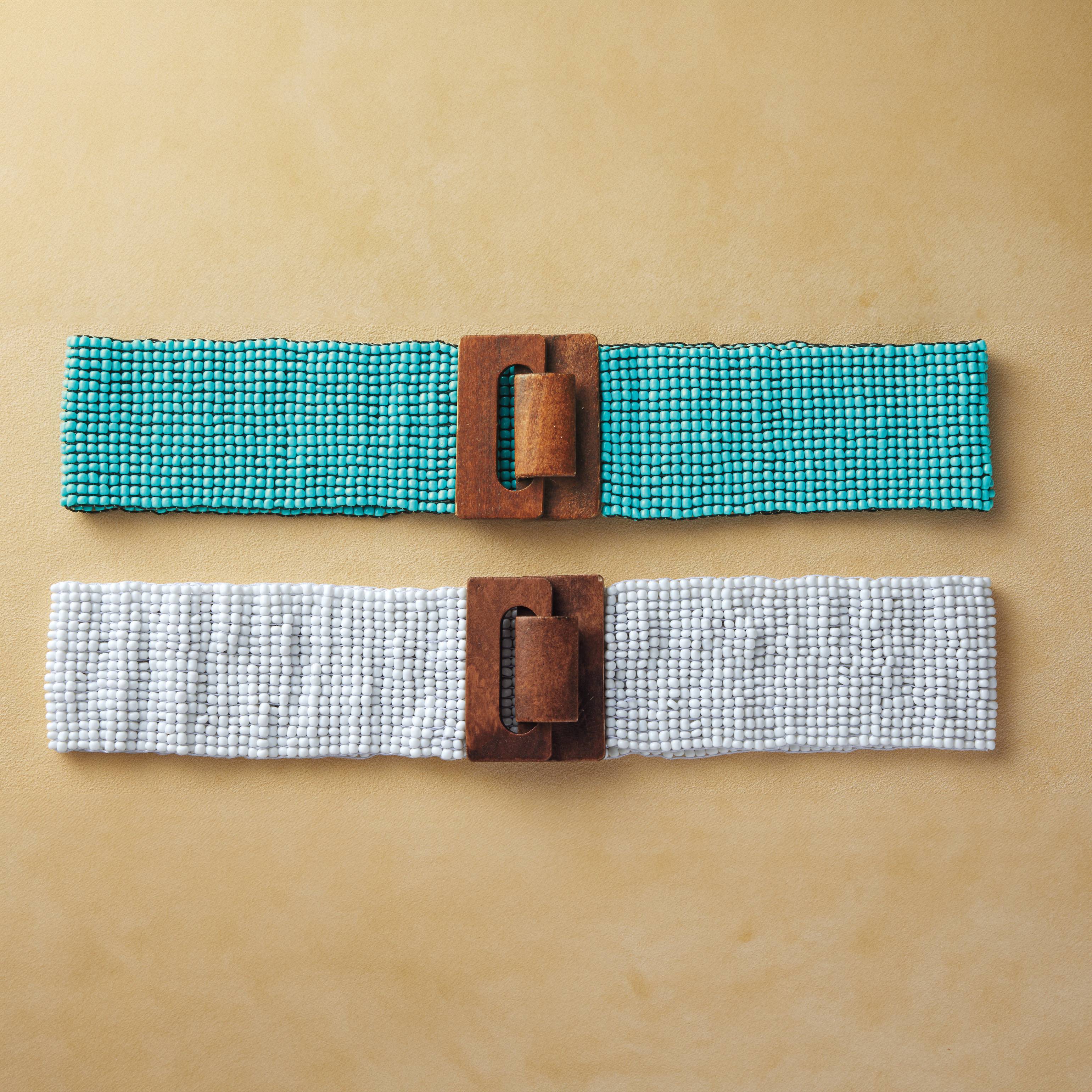 Seed Bead Stretch Belt, Wood Buckle - Chadwicks
